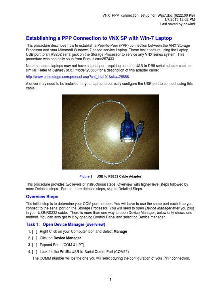Establishing A PPP Connection To VNX SP With Win7 Laptop | PDF | Modem | Computer Network