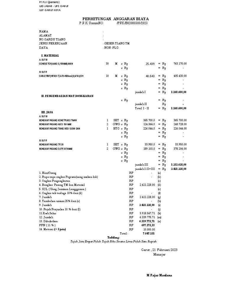 PFK Geser Tiang TM RCB - Tanpa Tiang | PDF