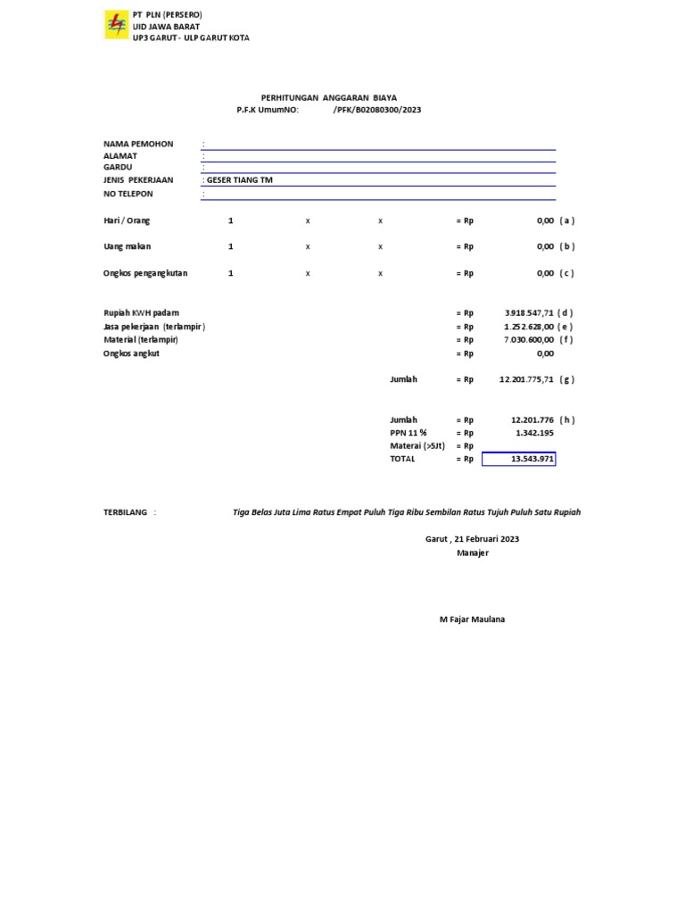 PFK Geser Tiang TM RCB | PDF