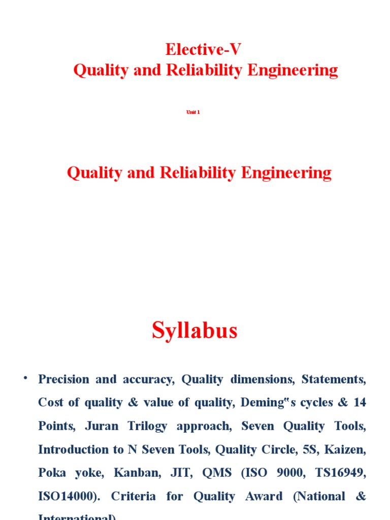 Unit 1 QRE-1 | PDF | Accuracy And Precision | Quality (Business)