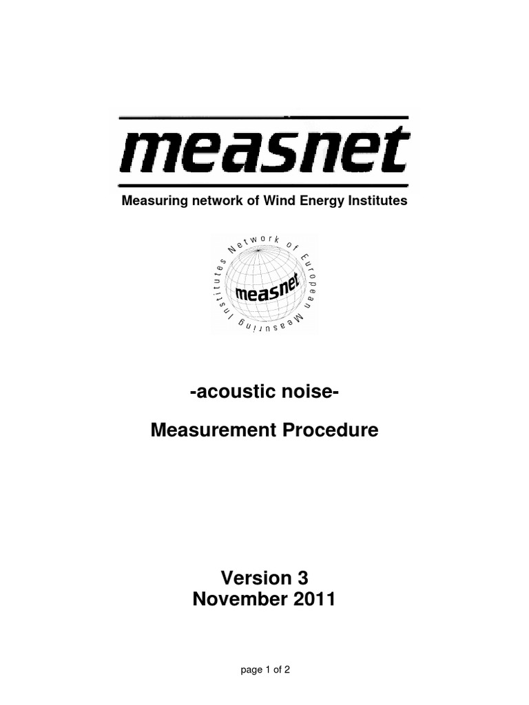 MEASNET - Acoustic Noise - Measurement-Procedure v3 Nov2011 | PDF | Wind Turbine | Turbine