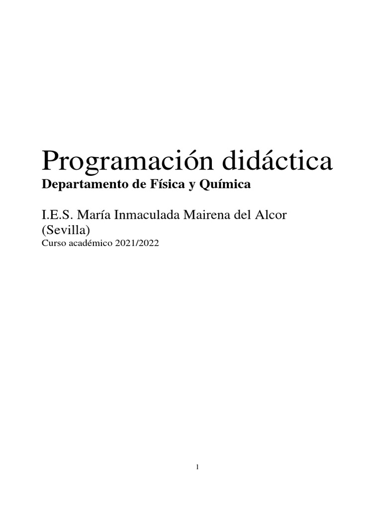 PROGRAMACIÓN DIDÁCTICA Dpto FyQ 21-22 | PDF | Aprendizaje | Plan de estudios