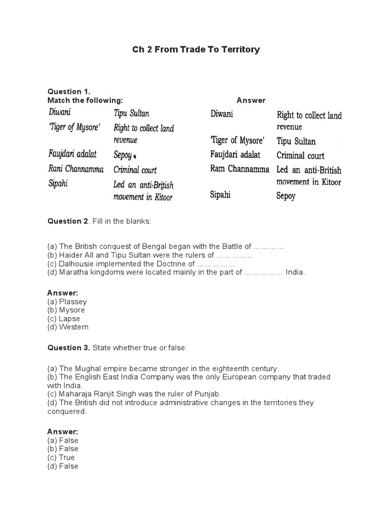 CH 2 History From Trade To Territory | PDF | British India | South Asia
