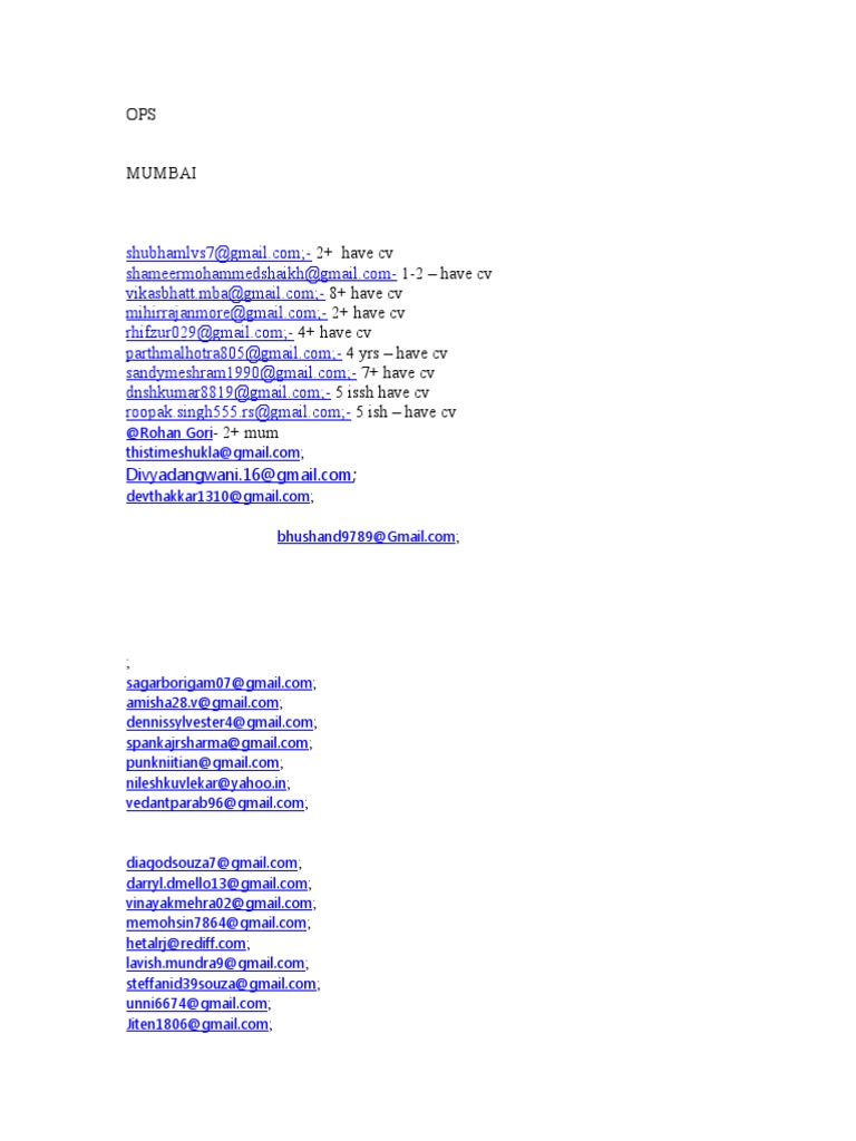 Mumbai Job Applicants List | PDF