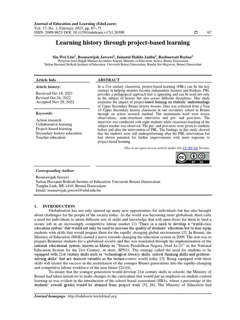 Learning History Through Project-Based Learning | PDF | Project Based ...