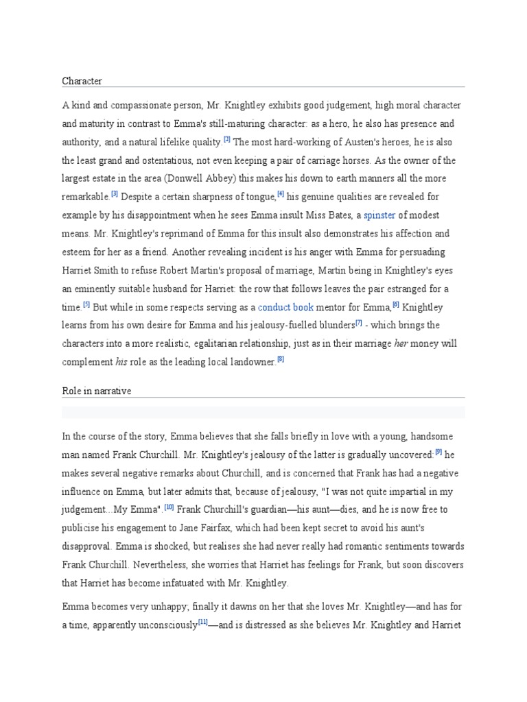 Character Sketch of MR Knightely | PDF | Emma (Novel) | British ...