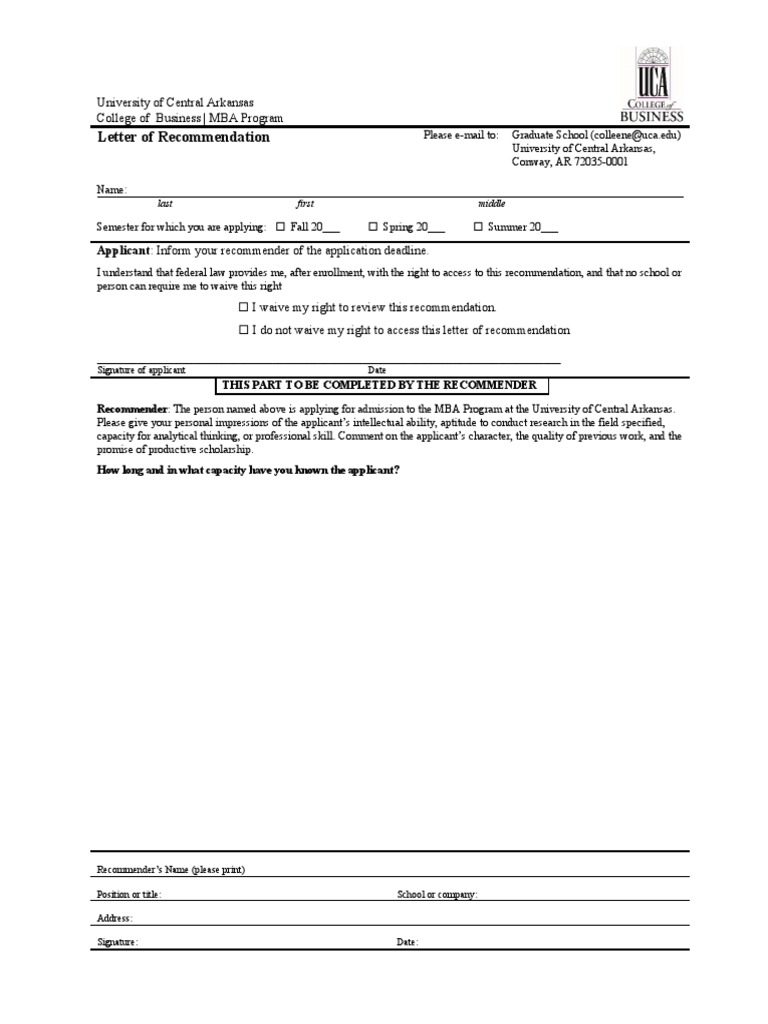 MBA Letter of Recommendation | PDF