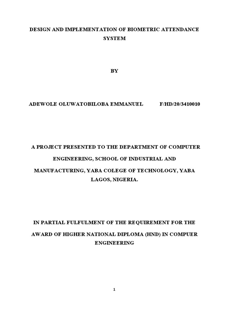 Final Year Project | PDF | Biometrics | Authentication