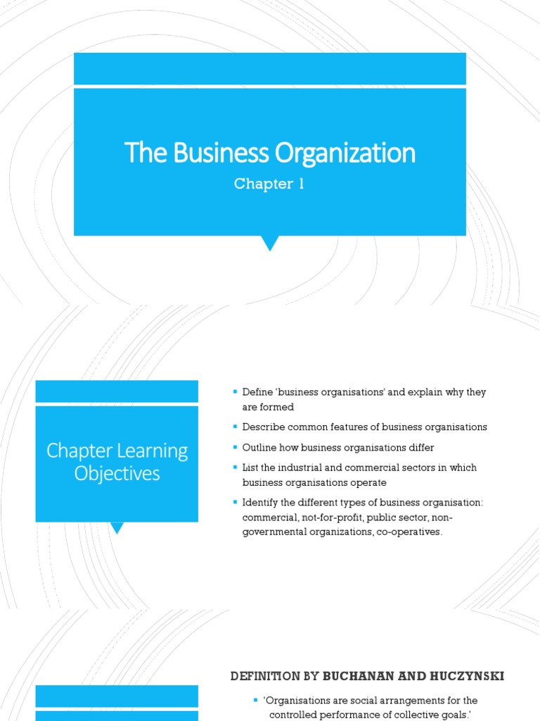 Chapter 1 - The Business Organization | PDF | Cooperative | Nonprofit ...
