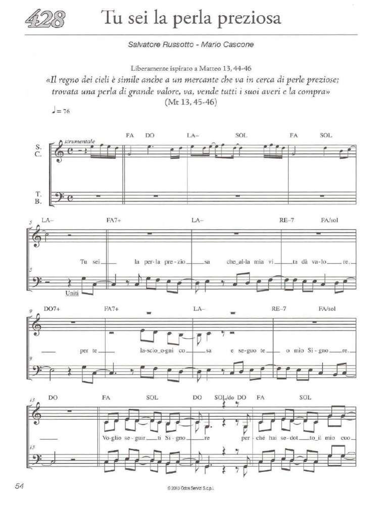 Tu Sei La Perla Preziosa | PDF