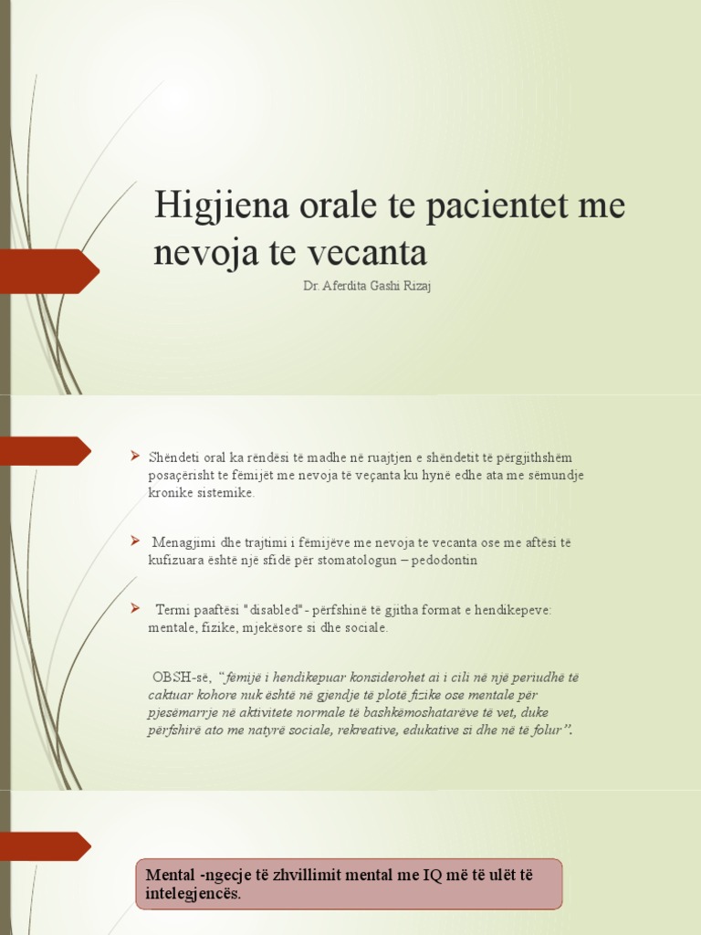 Higjiena Orale Te Personat Me Nevoja Te Vecanta | PDF