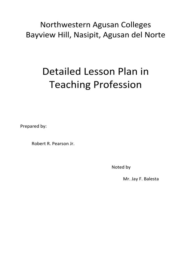 Detailed Lesson Plan on Teaching Profession Domains | PDF | Lesson Plan ...