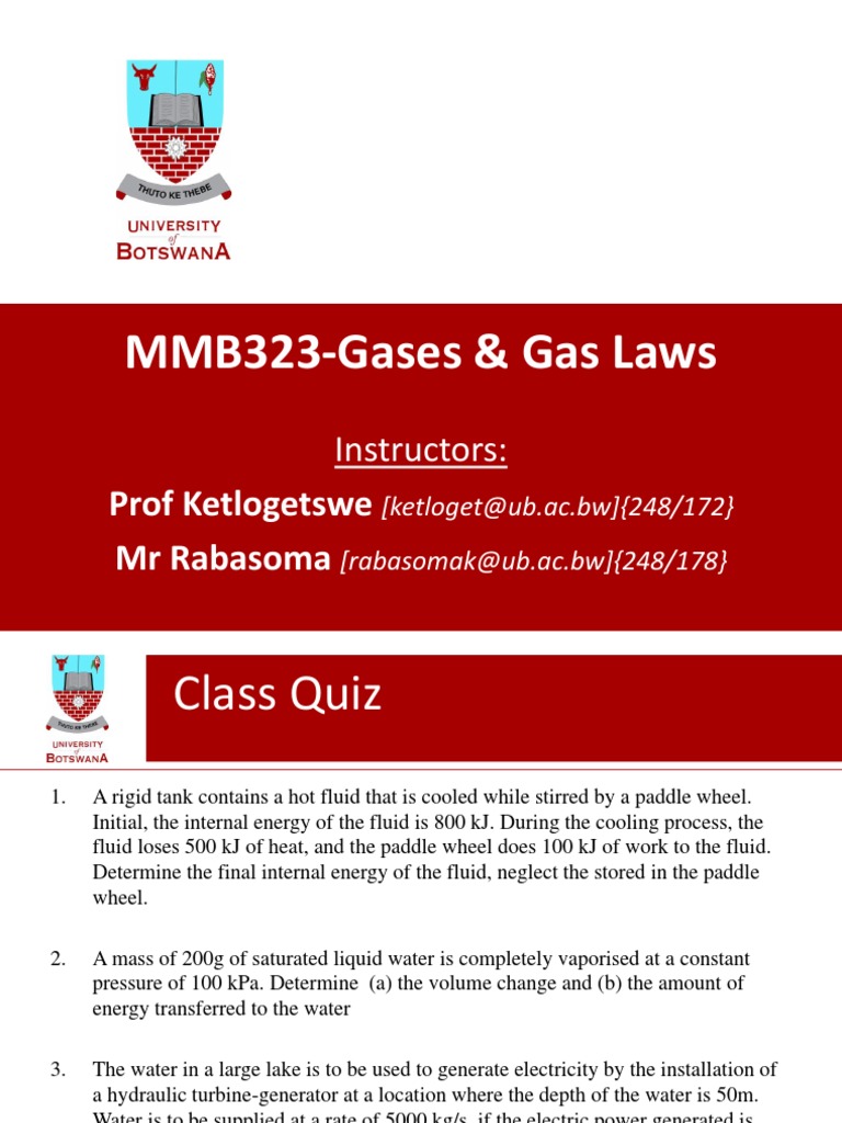 Lecture 2 - Gases Gas Laws | PDF | Gases | Quantity