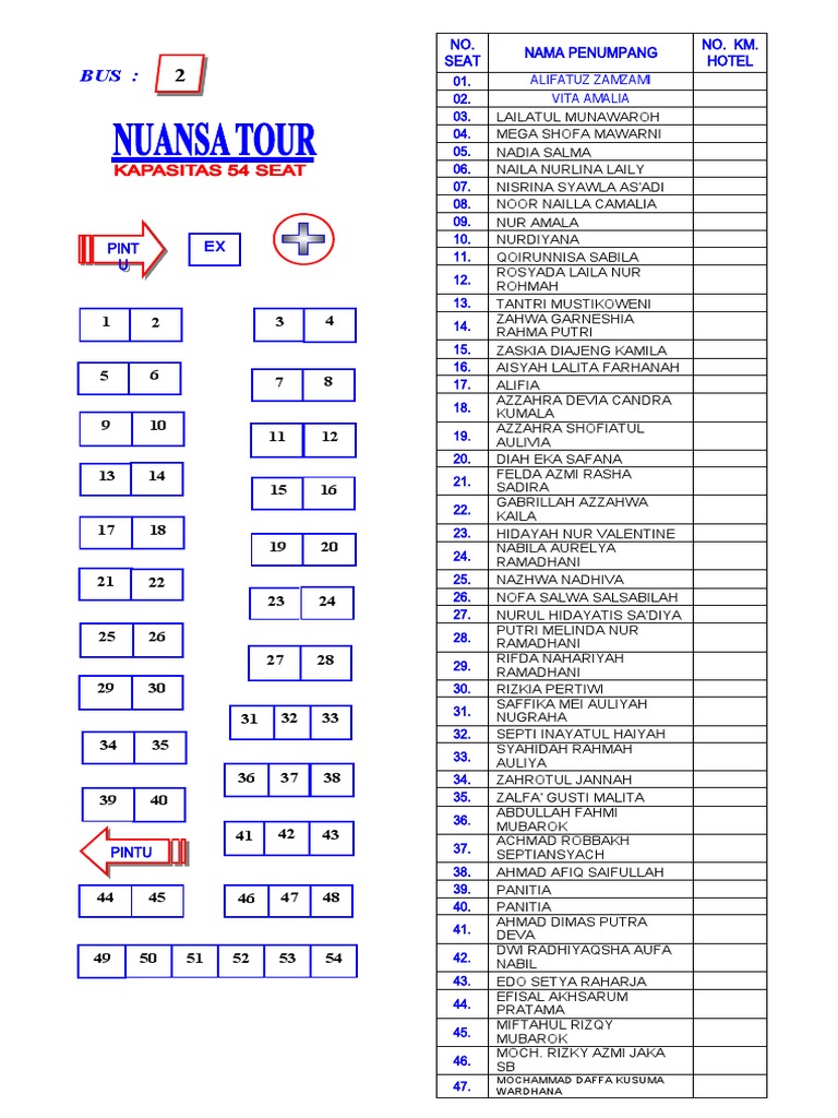 BUS 2 Denah Bus 54 SEAT 2-2 Campur | PDF
