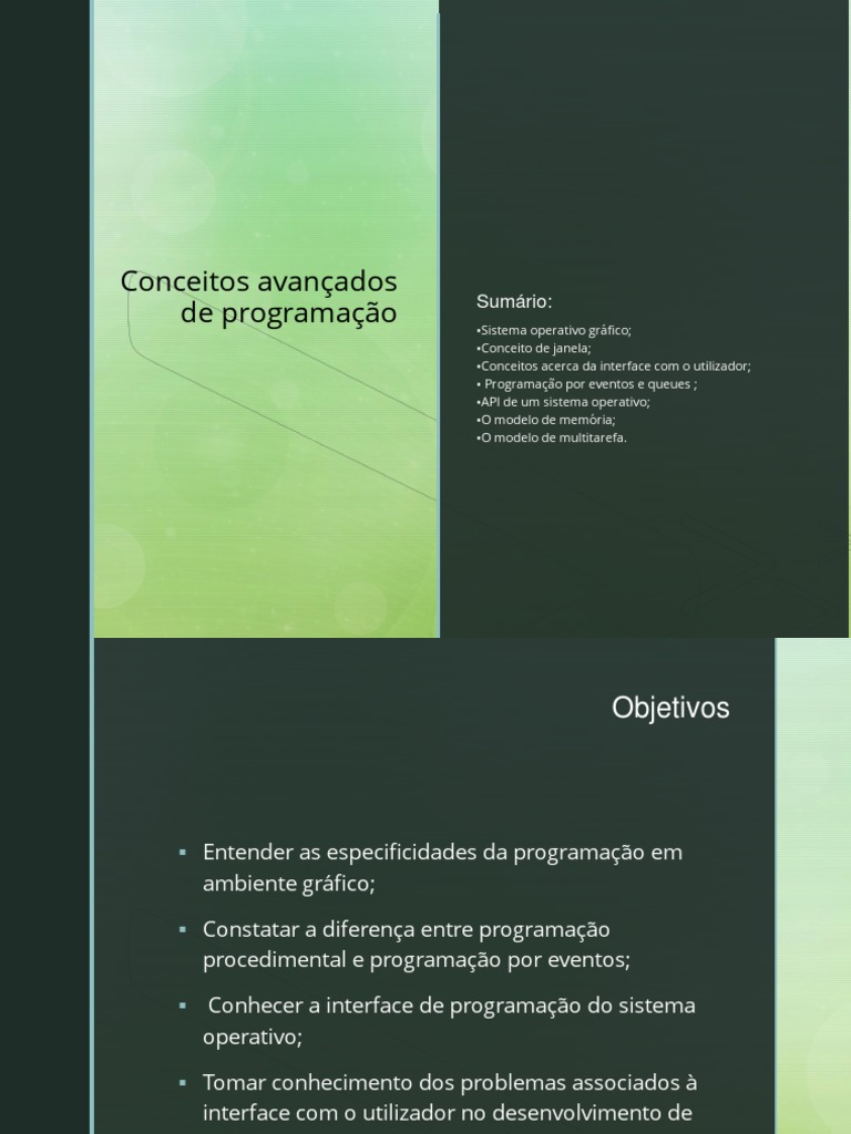 Conceitos avançados de programação gráfica: interfaces, eventos ...