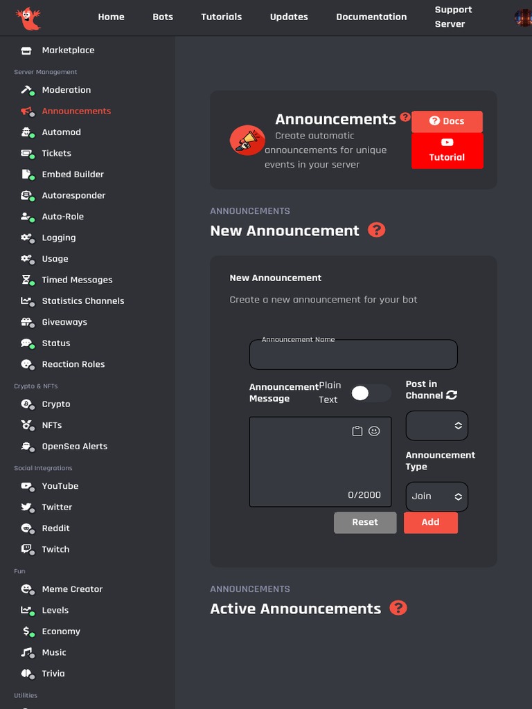 Dashboard - BotGhost | PDF
