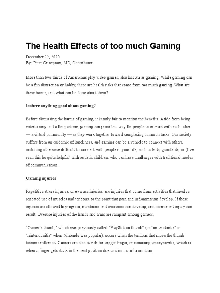 Gaming Advantages and Disadvantages | PDF | Mental Disorder | Diseases ...