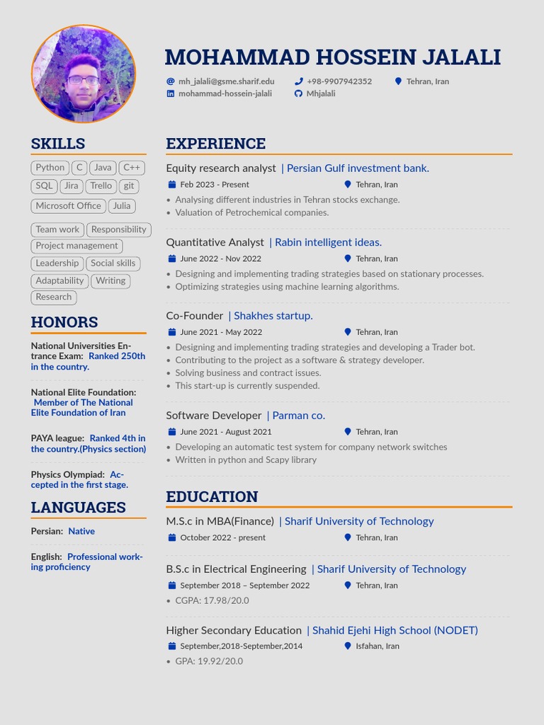 Profile of Mohammad Hossein Jalali | PDF | Artificial Intelligence ...