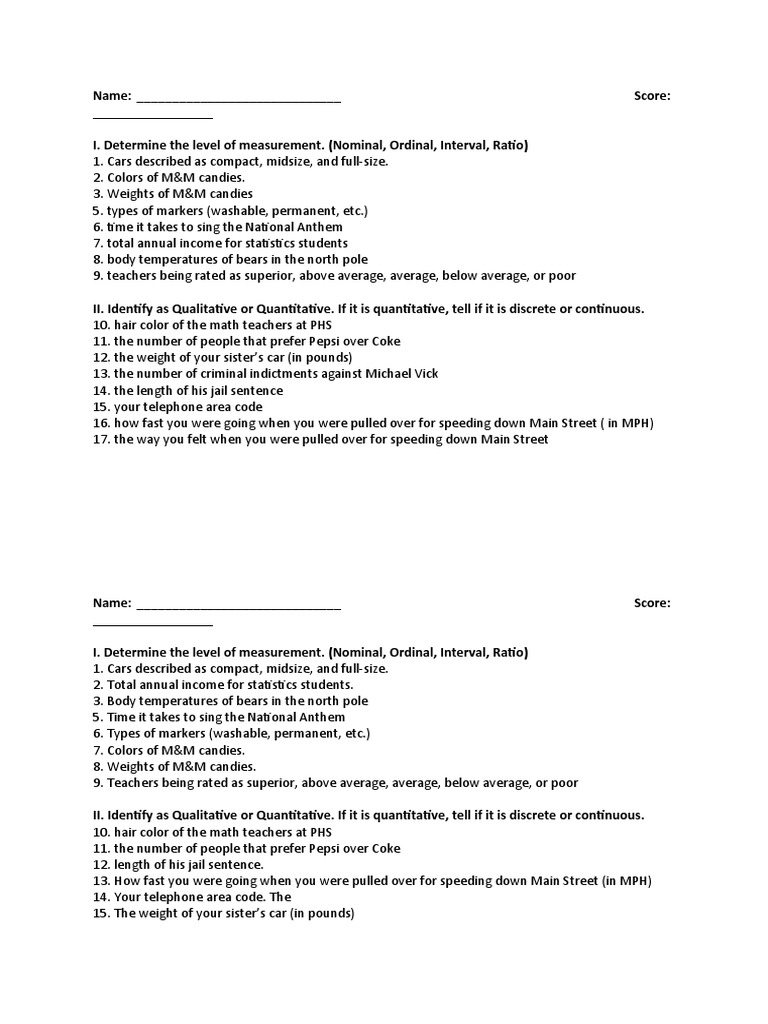 Quiz 1 Statistics | PDF | Level Of Measurement | Statistics
