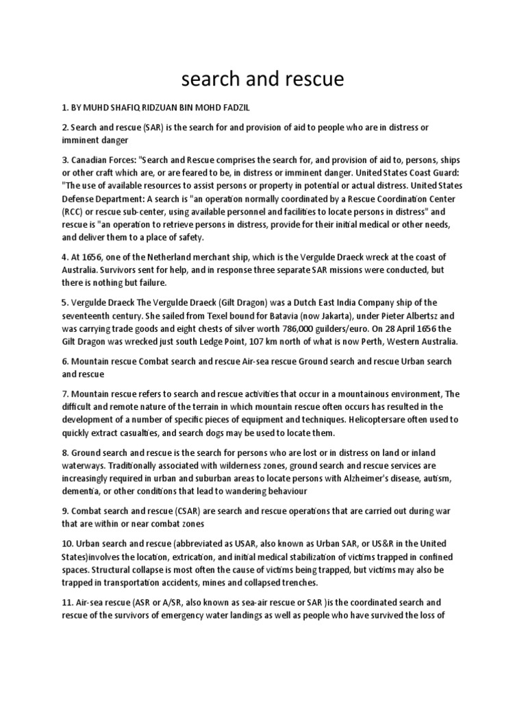 Search and Rescue | PDF | Search And Rescue | Civil Defense