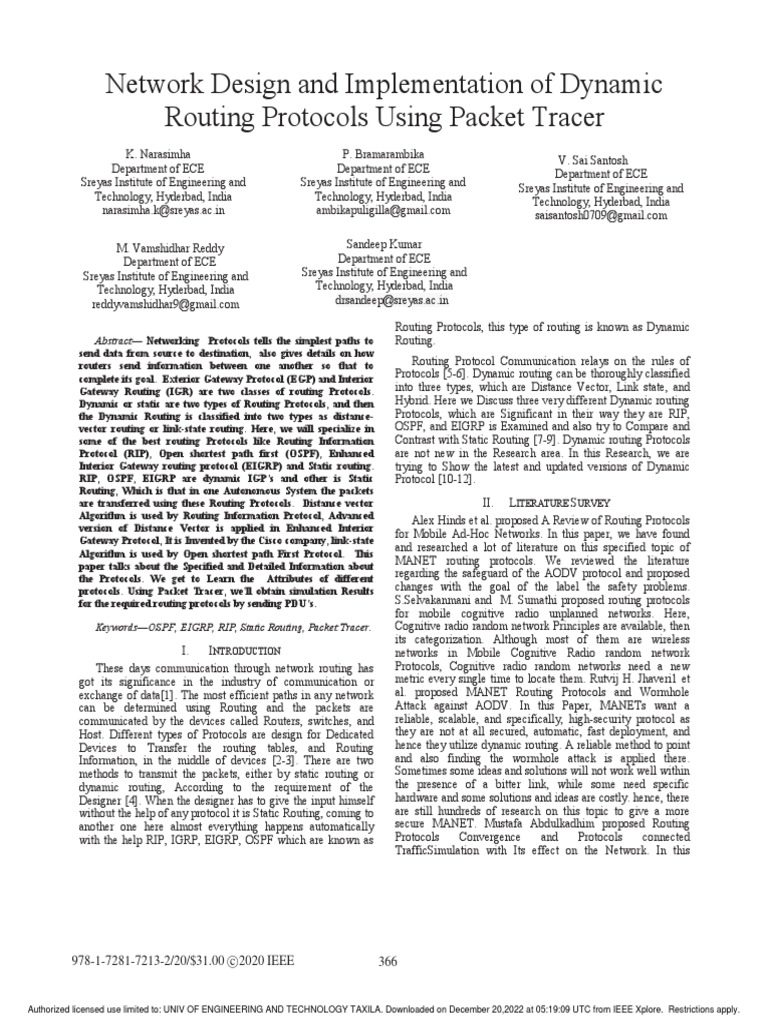 Network Design and Implementation of Dynamic Routing Protocols Using ... Network Design and Implementation of Dynamic Routing Protocols Using ...