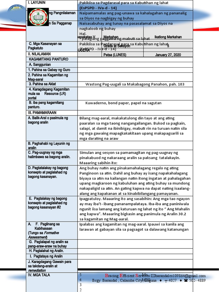 DLL Esp 5 4q Week 2.1 | PDF