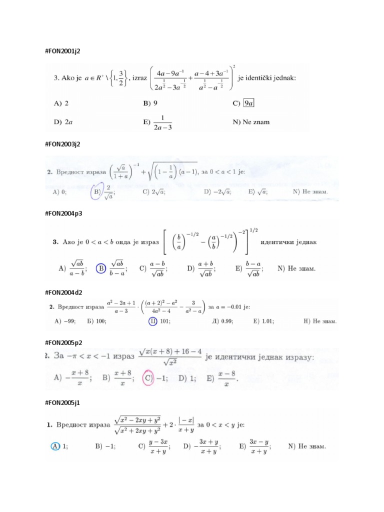 2 Algebarski Izrazi | PDF