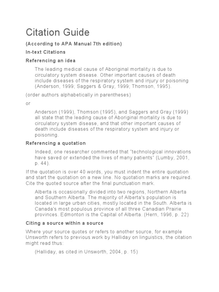 Citation Guide APA7 | Download Free PDF | Citation | Apa Style
