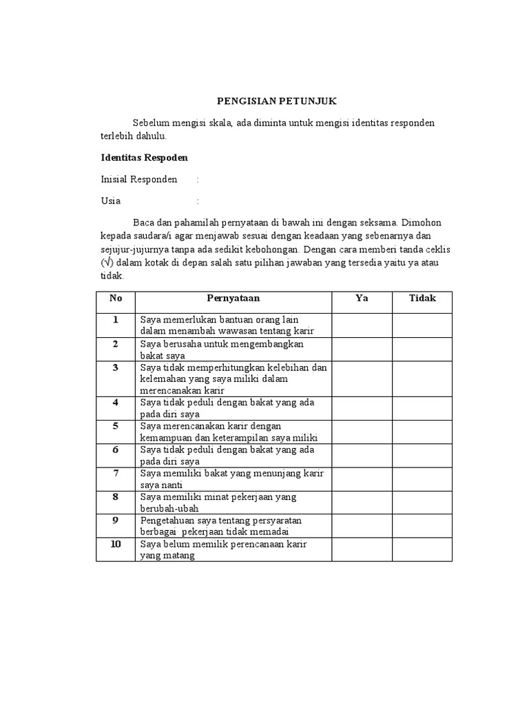 Skala Mini Perencanaan Karir | PDF