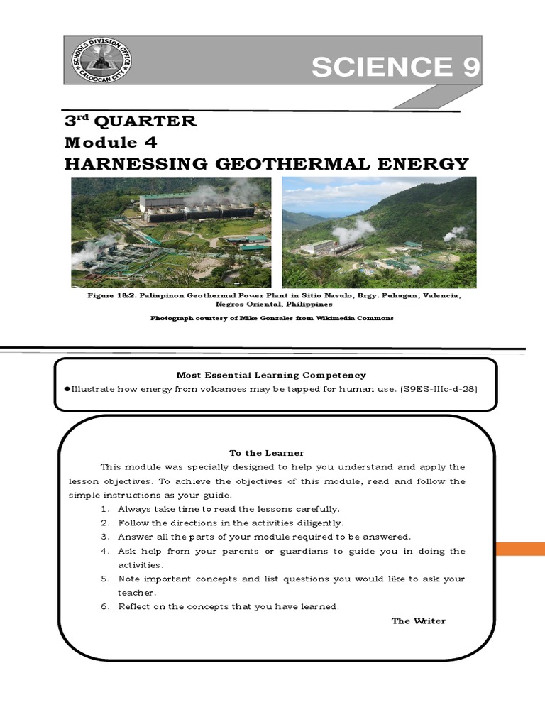 Science 9 Q3 Week 4 | PDF | Power Station | Geothermal Energy
