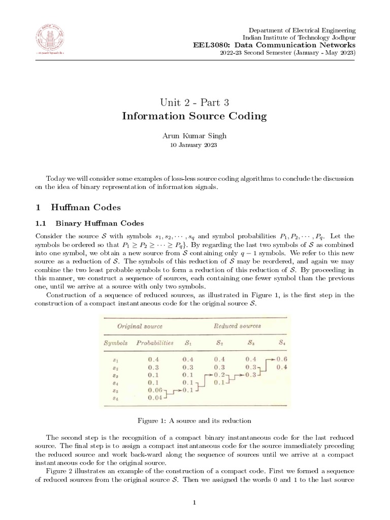 Lec 3 Huffman Coding Pdf Code Data Compression