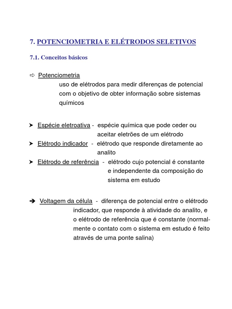 Potenciometria e Elétrodos Seletivos | PDF | Eletrodo | Ph