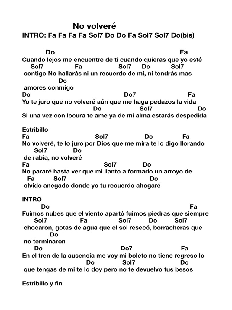 Letra y acordes de "No Volveré" | PDF | Arte