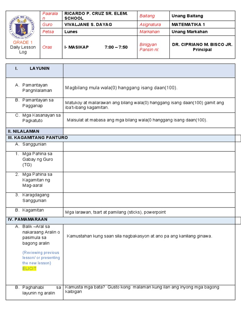 DLL Math Q1 W1 | PDF