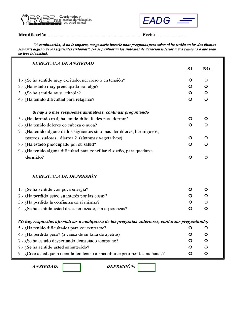 Cuestionario Escala Goldberg | PDF