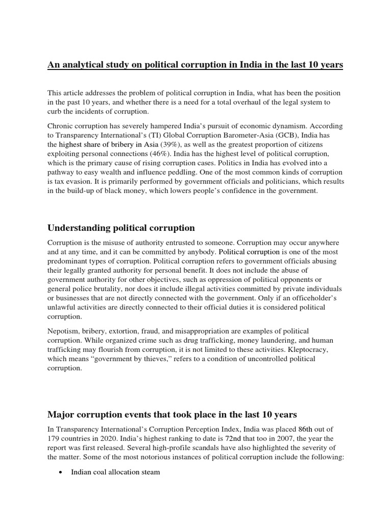 Political Corruption - A Case Study | PDF | Political Corruption | Corruption