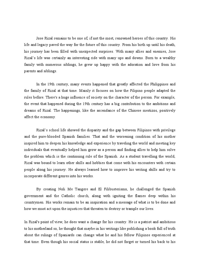 Project Integration Essay Rizal | PDF