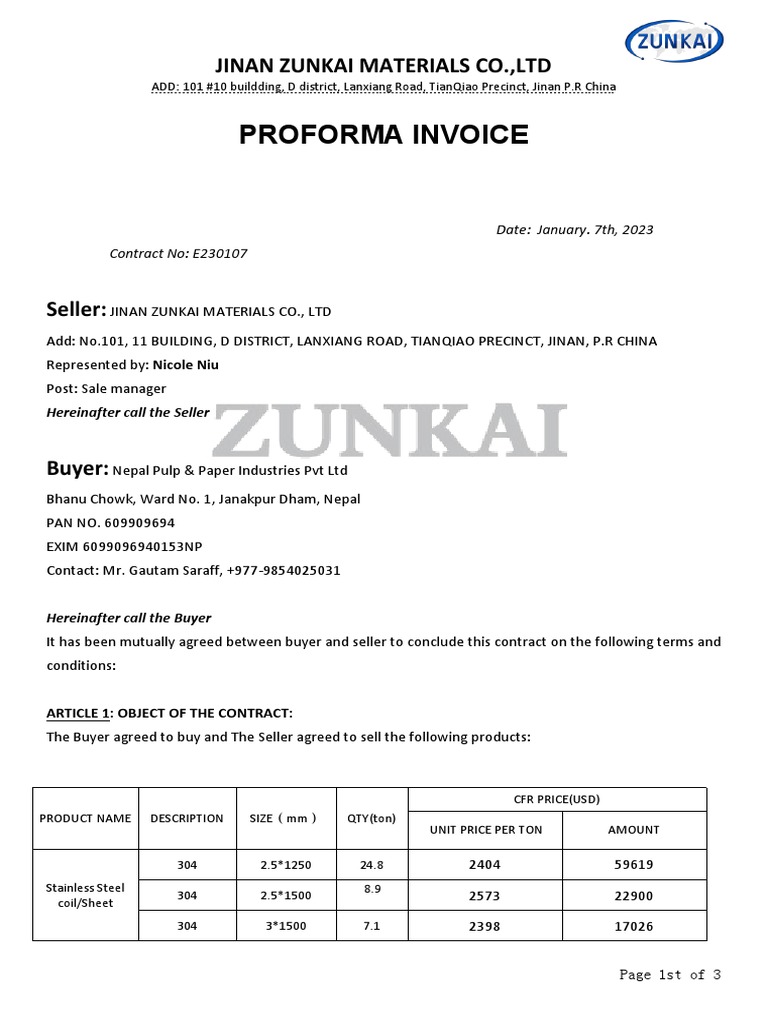 Stainless Steel Coil Sale Contract | PDF | Civil Law (Legal System ...