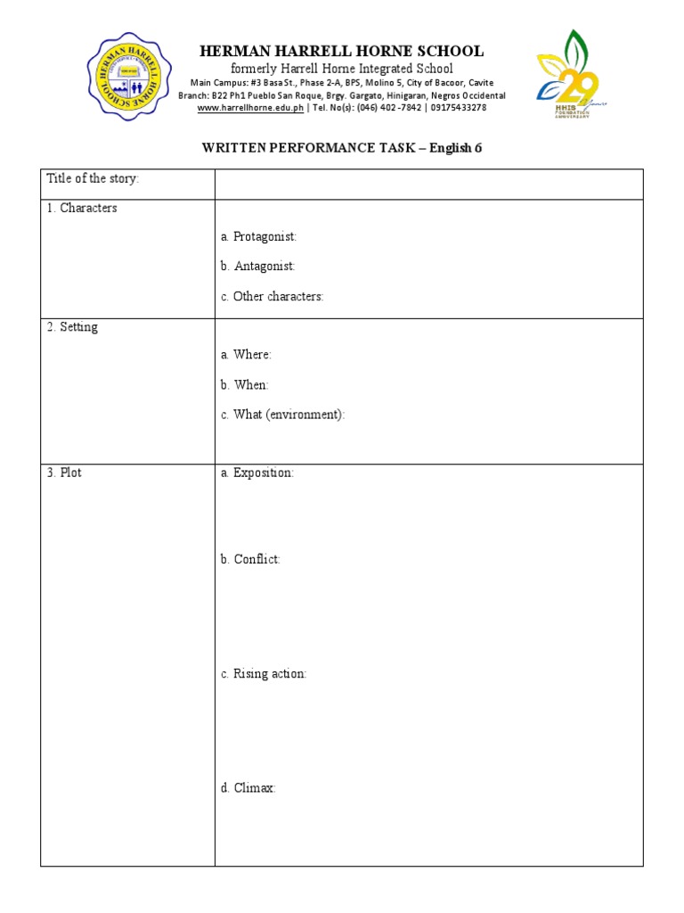 Elements of A Story Task | PDF