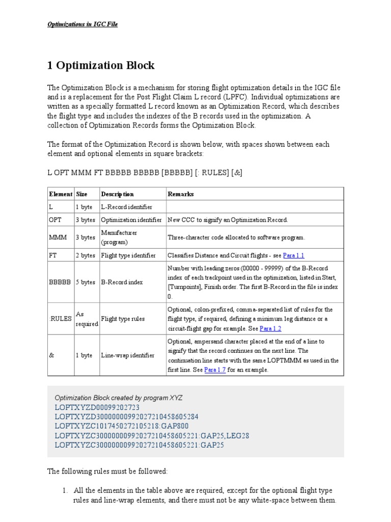 IGC File Optimization Block Guide | PDF | Byte | C (Programming Language)