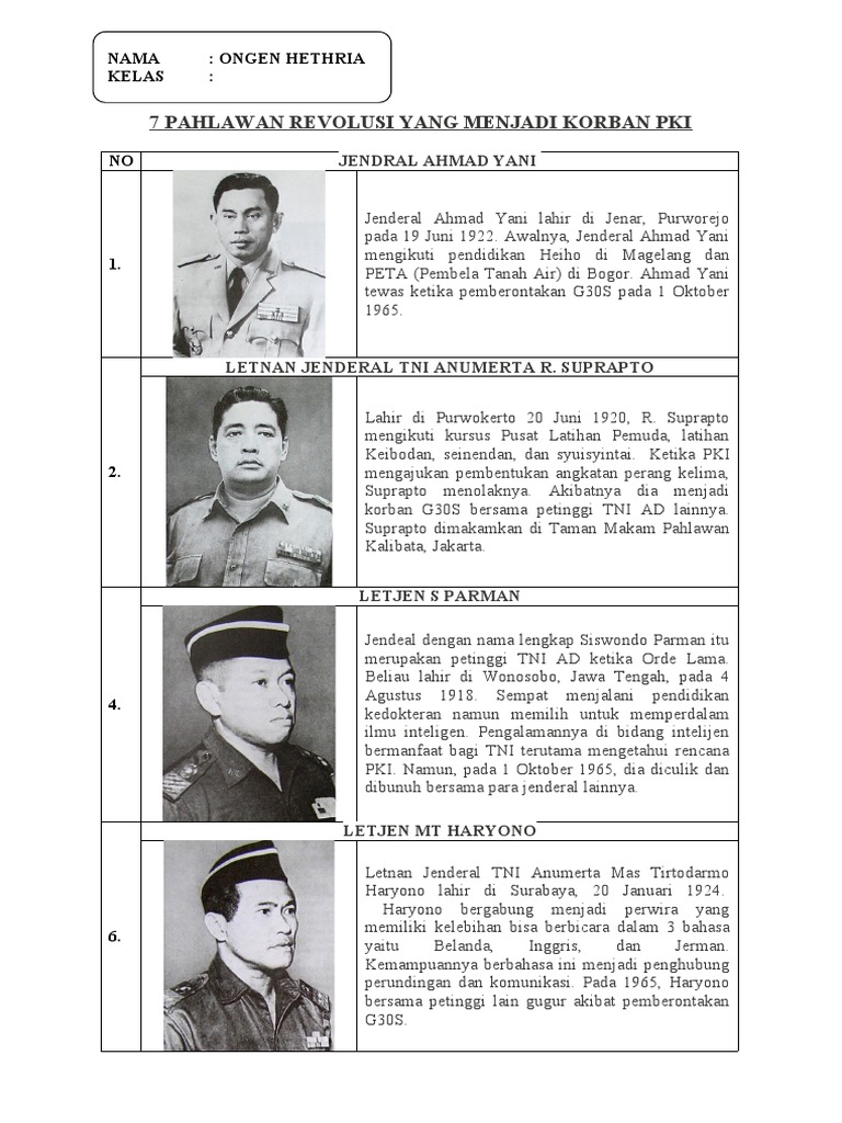 7 Jenderal Korban G30S PKI | PDF | Olahraga & Rekreasi | Sejarah