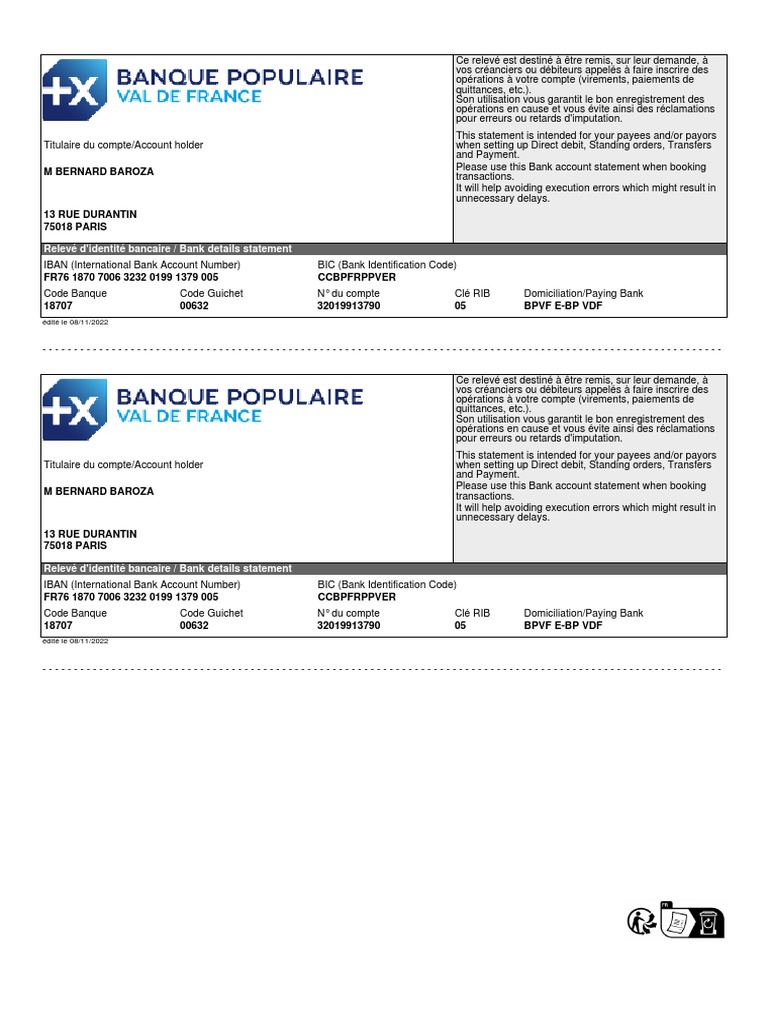 Rib Banque Populaire | PDF | Argent | Droit des affaires