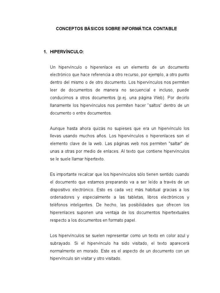 Conceptos Básicos Sobre Informática Contable | PDF | Hipervínculo ...