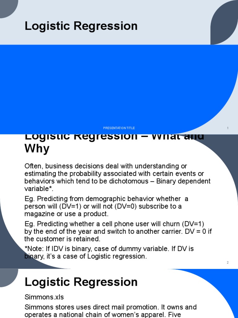 Logistic Regression | PDF | Logistic Regression | Chi Squared Distribution