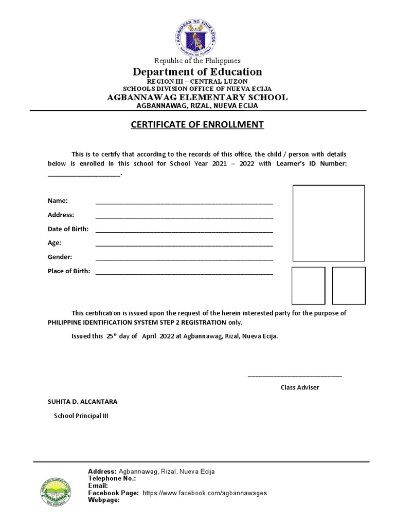 Certificate of Enrollment | PDF