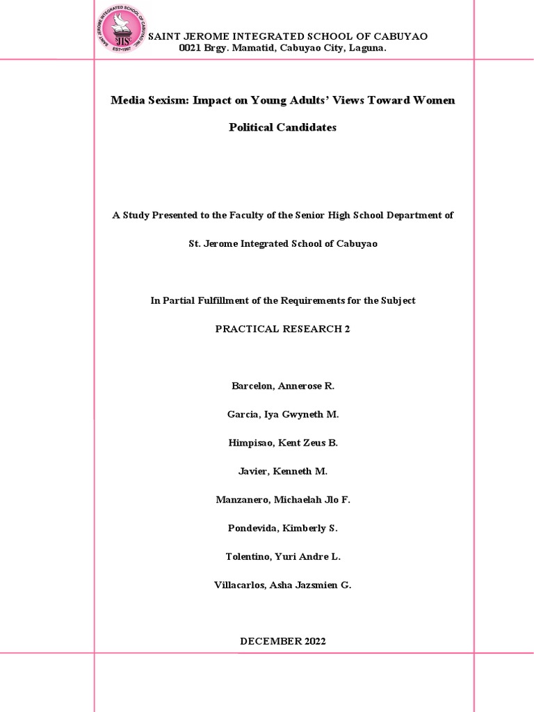 G4 PR2 Final Manuscript | PDF | Sexism | Social Media