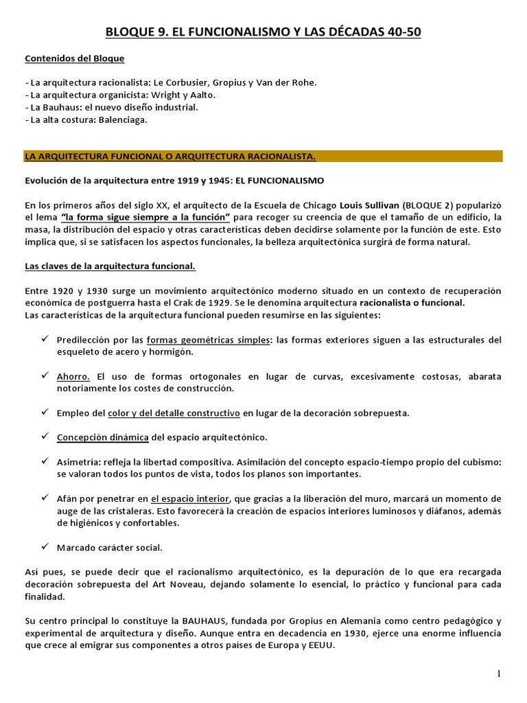 Teoría Bloque 9. El Funcionalismo. Arquitectura | Descargar gratis PDF | Diseño | Diseño ...