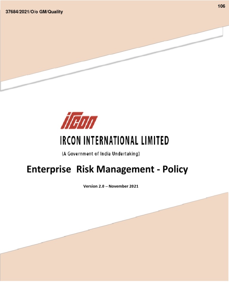 Enterprise Risk Management Policy Overview | PDF | Risk Management | Risk