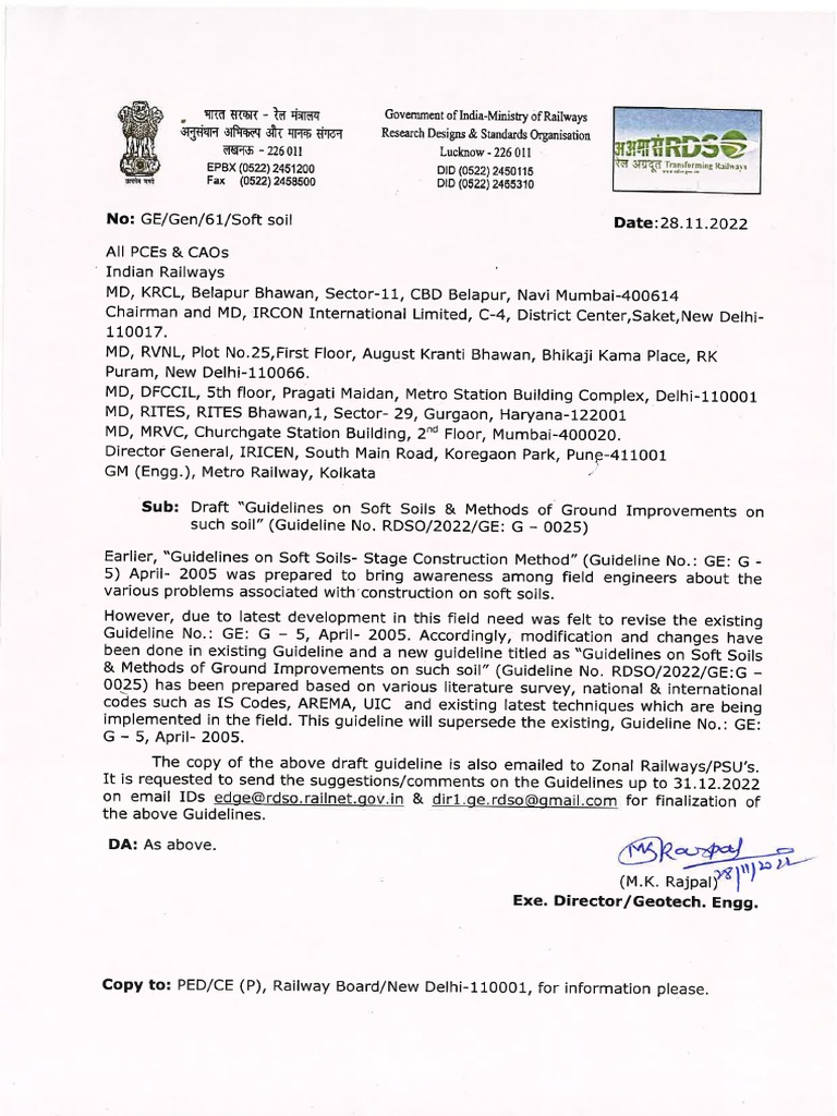 Draft Guidelines On Soft Soils and Methods of Ground Improvement Along ...