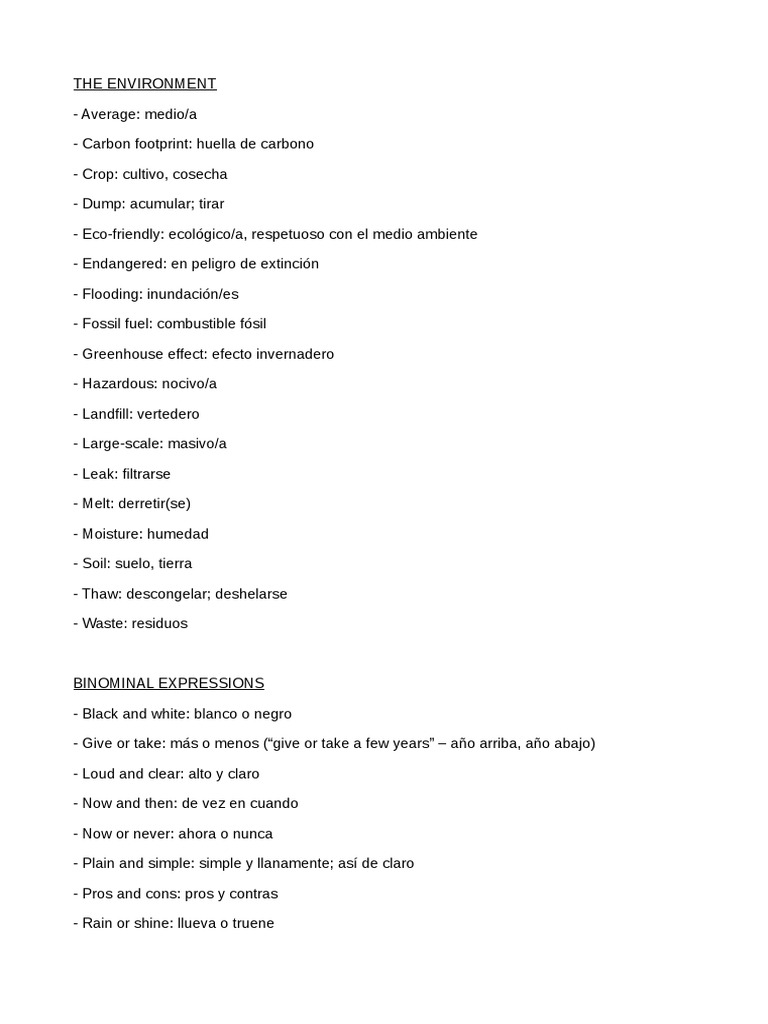 Vocabulary unit 6 | PDF